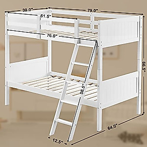 GORELAX Twin Over Twin Bunk Bed, Space Saving Bed Frame with Under Bed Storage, Ladder & Guardrail, Convertible Wooden Bunk Beds into 2 Beds, Modern Heavy Duty Bunk Bed for Kids, Adults (White)