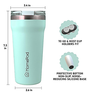 HomeRod 18 oz Stainless Steel Travel Insulated Tumbler Cup for Hot and Cold Drinks, Coffee Mug with Lid (Aqua Teal)