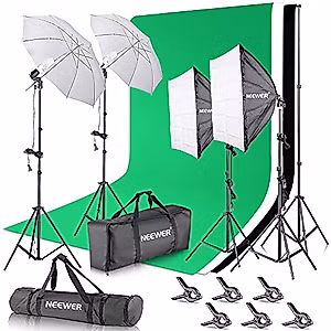 NEEWER Photography Lighting kit with Backdrops, 8.5ftx10ft Backdrop Stand, 800W Equivalent 5500K Umbrella Softbox Continuous Lighting, Photo Studio Equipment for Portrait Product Photo Shoot
