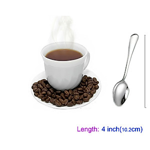 Wesdxc56 Demitasse Espresso Spoons, Mini Coffee Spoon, 4 Inches Stainless Steel Small Spoons for Dessert, Set of 6（Silver)