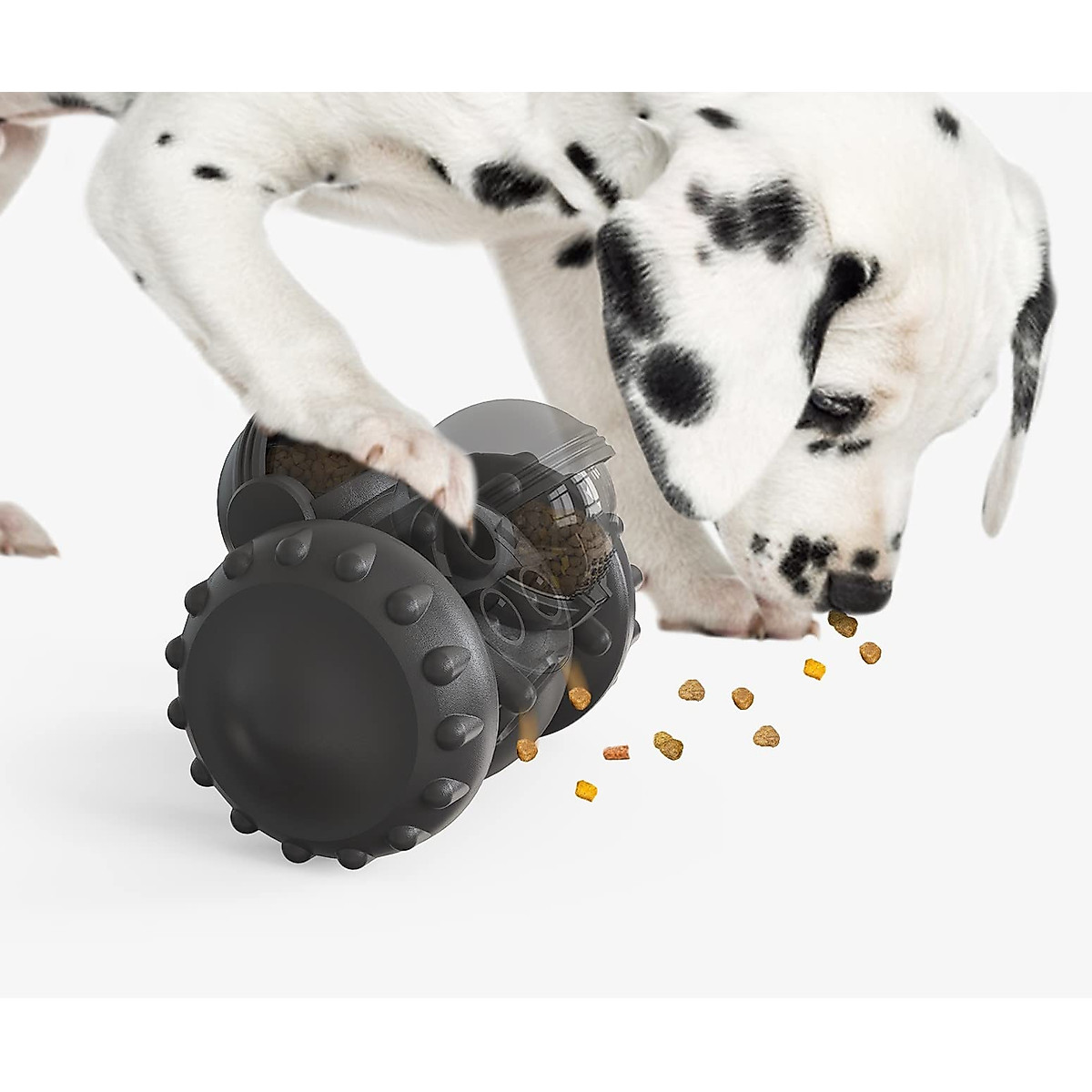 for Small Dry Treat Dog Food Toy Interactive, Robot Food Dispensor Treat Toy, Interactive Cat Treat Toy, Dog Food Puzzle Feeder, Slow Feeder Cat Treat Puzzle Toys for Small Medium Dogs/Cats (Black)