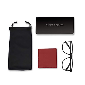 MARE AZZURO Reading Glasses Men Square Reader 0 100 125 150 175 200 225 250 275 300 350 400 500 600 (Black 1.25)