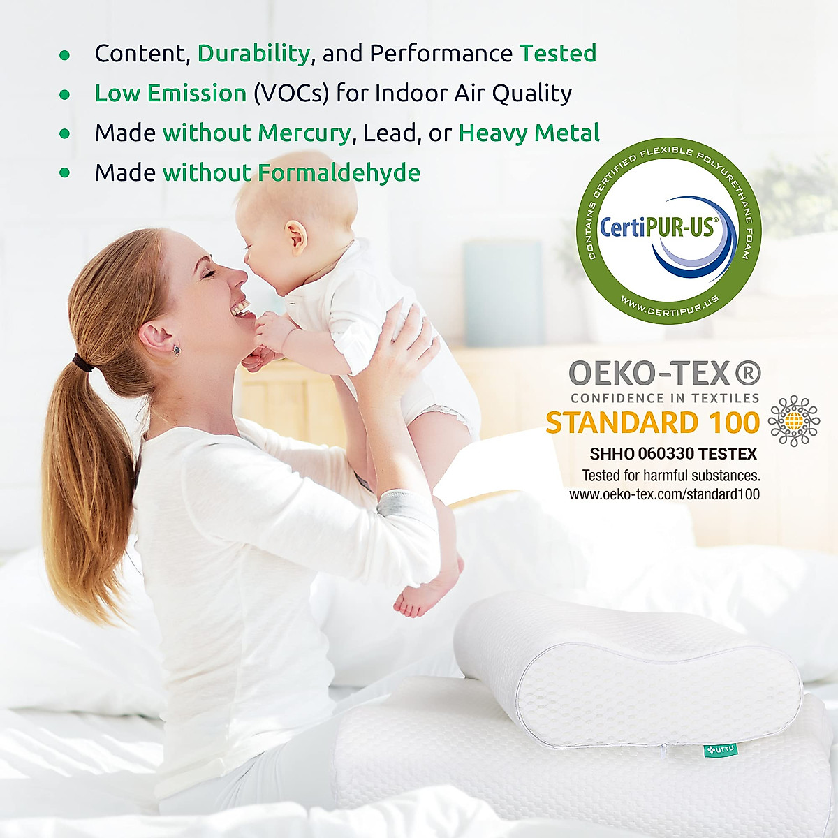 UTTU Cervical Pillow for Neck Strain Relief, Memory Foam Neck Pillow for Sleeping, Adjustable Orthopedic Sandwich Pillow, Contour Cooling for Side Back Stomach Sleeper, Travel(15.7"×11"×4.7"/3.9")