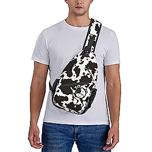zcvojmu Sling Backpack,Crossbody Sling Bag Travel Hiking Daypacks Pattern Rope Chest Shoulder Daypack For Men Women(Cow Print)