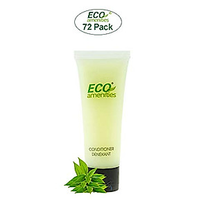 ECO amenities Travel Size Conditioner - 72 Pack, 1 oz Small Tubes, Green Tea Scent, Bulk Toiletries, Individually Packaged Hair Care Samples, Mini Conditioner Bottles for Guests of Airbnbs and Hotels