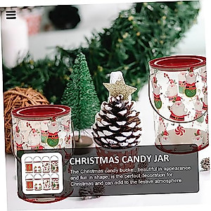 NOLITOY 8pcs Portable Cylinder Christmas Cookie Tins Coffee Bean Canister Christmas Decoration Christmas Cookie Jars Sealed Container Xmas Tinplate Lid Food Holder Baby Pastry Pvc Storage