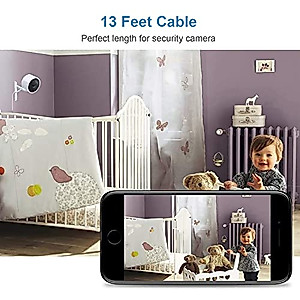 13ft Micro USB Cable Replacement for Wyze Cam, YI Dome Camera, Arlo Q Camera, Nest Cam, Dropcam, Samsung Android Charger Cord