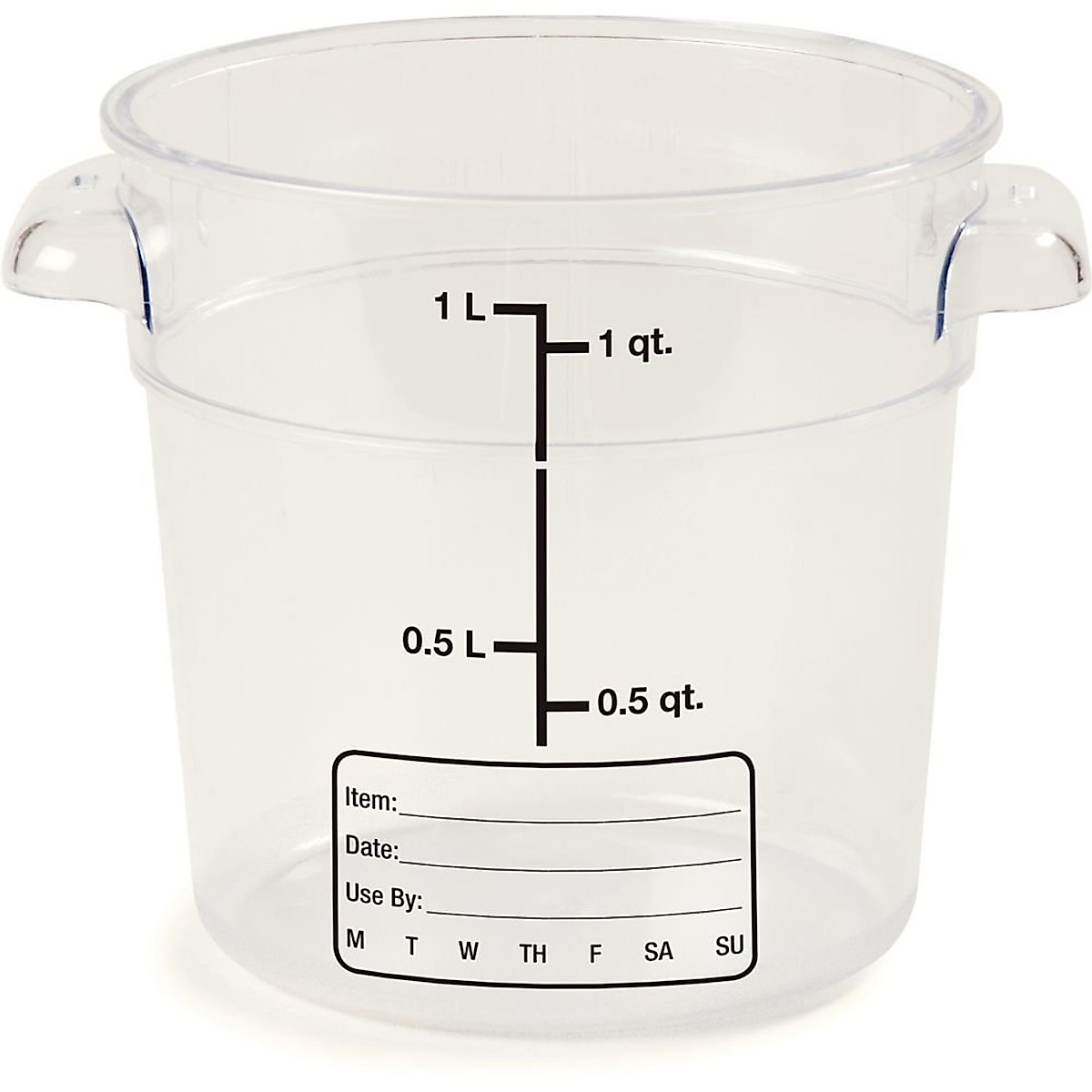 Carlisle FoodService Products Storplus Round Food Storage Container with Stackable Design for Catering, Buffets, Restaurants, Polycarbonate (Pc), 1076107, 1 Quart, Clear