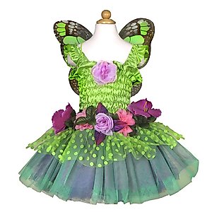 Great Pretenders Fairy Blooms Deluxe Dress with Wings, Green, Medium