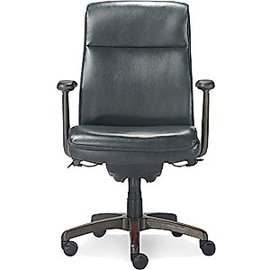 La-Z-Boy Dawson Modern Executive Office, Adjustable High Back Ergonomic Computer Chair with Lumbar Support, Black Bonded Leather with Wood Inlay