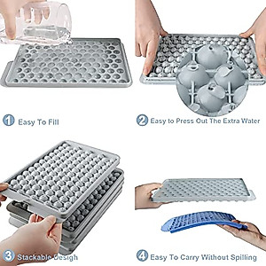 WIBIMEN Mini Ice Cube Trays, Upgraded Small Ice Cube Trays Easy Release, 104x4 PCS Tiny Ice Cube Tray Crushed Ice Tray for Chilling Drinks Coffee Juice(4Pack Blue Ice trays & Ice Bin & Ice Scoop)