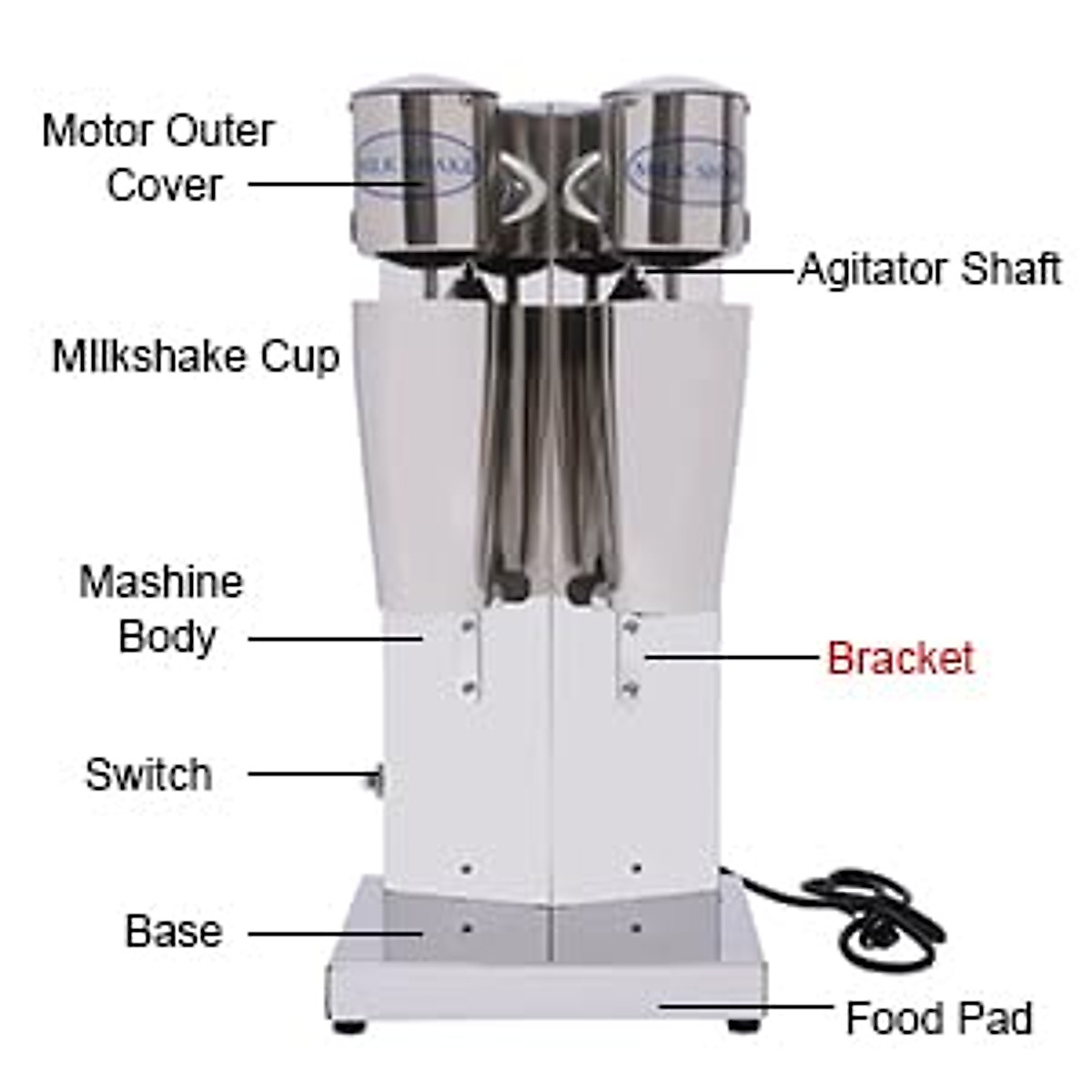 Commercial Electric Milkshake Maker, Electric Milk Shakers Blenders Stainless Steel Milk Shaking Machine Drink Mixer Drinks Maker Machine Smoothie Blenders 16000RMP (Double Head) (Type 2)
