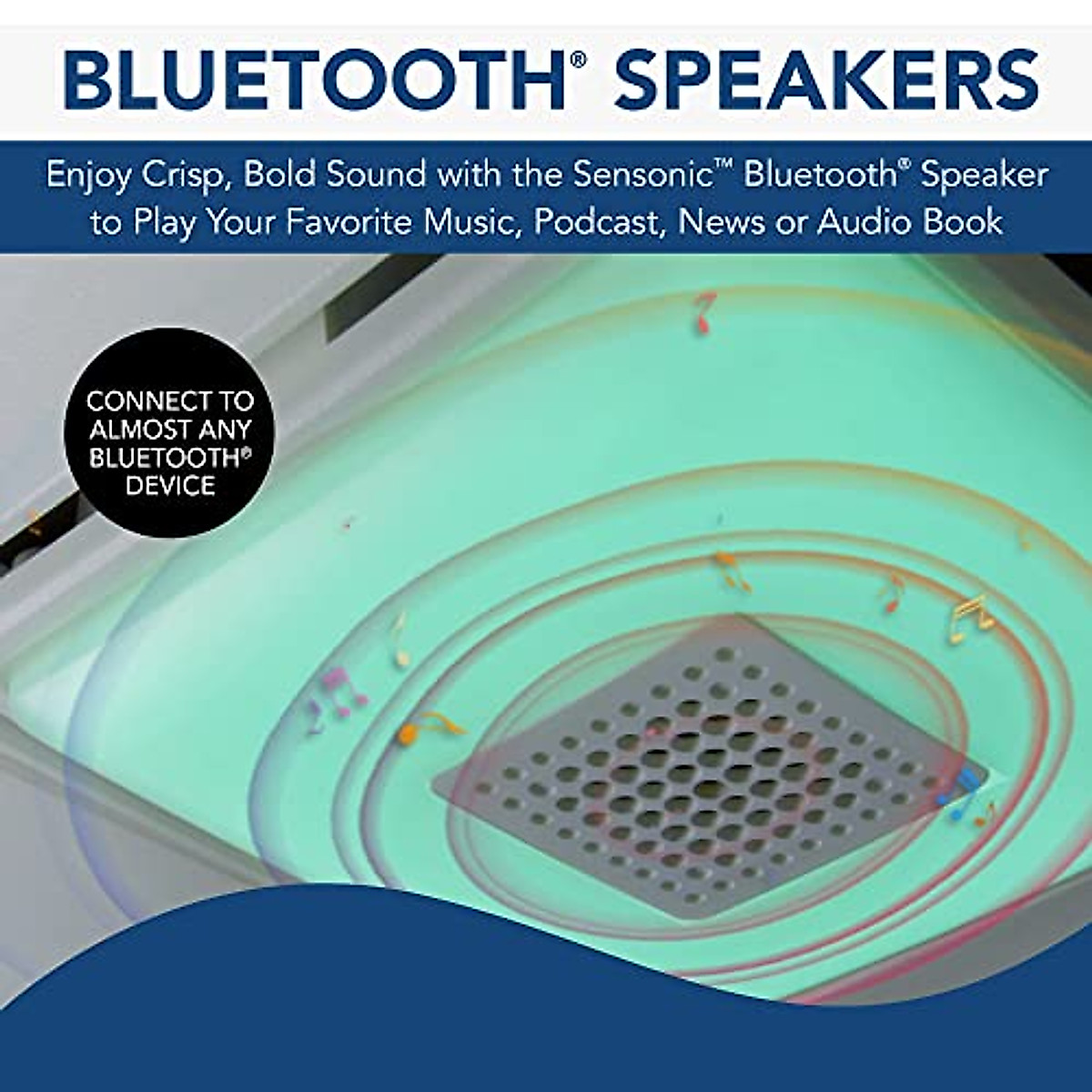 Broan-NuTone FG800RGBS Bluetooth Speaker & Customizable Color Changing LED Cover/Grille for Bathroom Fans, Easy DIY Install, Bright White