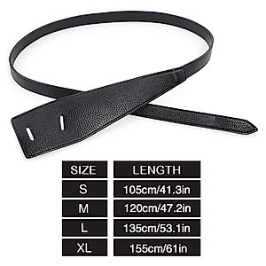 BAOKELAN Women Faux Leather Tie Belt Knotted Wide Waist Belt for Jeans Jumpsuit Coat Dress Black 120cm