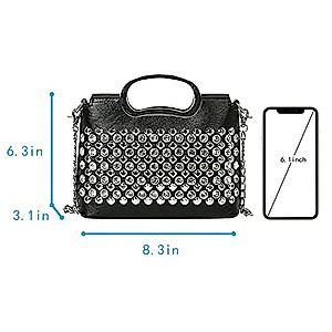 Heidi Women's Small Studs Rivet Crossbody Handbag Fashion Shell Shape Shoulder Messenger Bag (Black(style2))