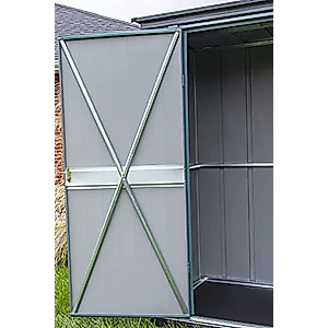 Spacemaker 4' x 3' Compact Outdoor Metal Backyard, Patio, and Garden Storage Shed Kit, Juniper Berry