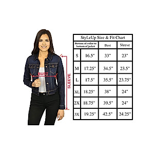 StyLeUp Women's Classic Casual Vintage Denim Jean Jacket/Vest Regular & PLUS Size (90017 WH 3X)