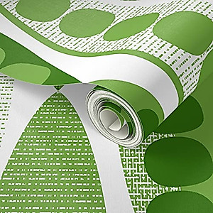 Spoonflower Peel & Stick Wallpaper 9ft x 2ft - Pod Mod Modern Green Mid Century Vegetable Custom Removable Wallpaper