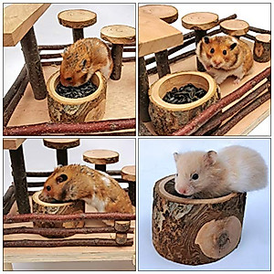 POPETPOP Hamster Wooden Food Bowl for Hedgehog Guinea- Pig Gerbil Squirrel Reptiles Chinchilla Ceramic Feeding Dish (Random Color)