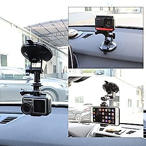 PellKing Action Camera Suction Cup Mount with Adhesive Pad for Car Dashboard Vehicle Windshield & Window Holder Compatible with GoPro Hero 11 10 9 8 7 6 4 5, DJI Osmo Action 2 3, Akaso, Insta360 etc