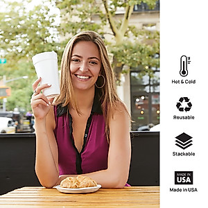 20 Oz Disposable Foam Cups (50 Pack), White Foam Cup Insulates Hot & Cold Beverages, Made in the USA, To-Go Cups - for Coffee, Tea, Hot Cocoa, Soup, Broth, Smoothie, Soda, Juice