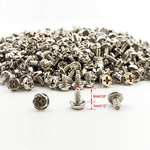 Bfenown100PCS 6#-32x6 Hex Phillips Head Replacement PC Computer Case Mounting Screws Fastener for Building Repairing and Maintaining Computer Systems Silver