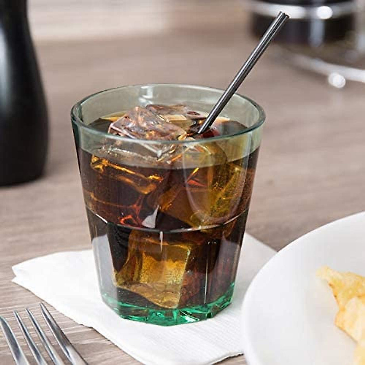 TrueCraftware- Set of 12 Diamond 8 oz. Rock Tumbler/Drinking Cups Green Polycarbonate-Premium Iced Tea Glasses Stackable Reusable Drinking Glasses Dishwasher Safe Break-Resistant for Home Restaurants