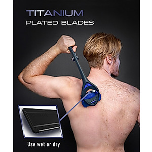 BakBlade 3.0 Stealth - Back Shaver for Men, Extra Long 23" Ergonomic Handle for a Close, Pain-Free Shave, The Ultimate Back Hair Trimmer for Men, +3 Extra Back Blade Refills
