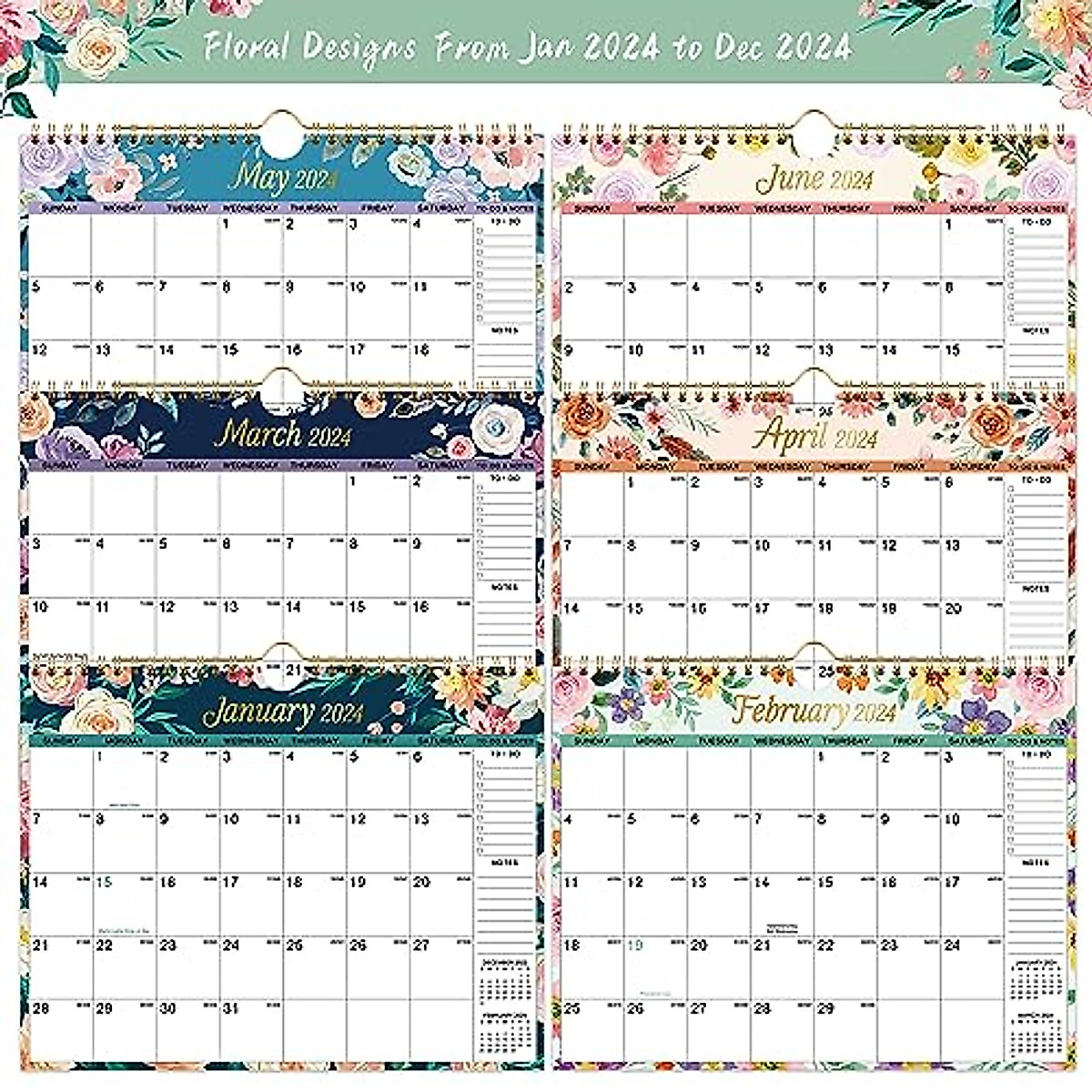 2024 Calendar - Calendar 2024, Jan. 2024 - Dec. 2024, 11" x 8.5", 12-Month Wall Calendar 2024, Small Calendar with Twin-Wire Binding