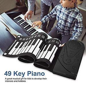 Roll Up Piano,49 Keys Electric Piano Keyboard,Portable Keyboard Piano,Keyboard Piano for Beginners(Black)