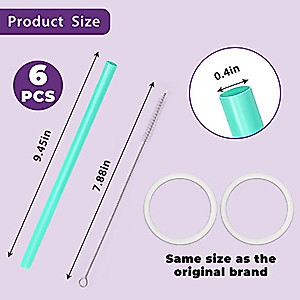 6 Replacement Straws for Owala Water Bottle, Reusable Plastic Straws with Straw Cleaning Brush, 2 Replacement Rubber Lid Sealing Rings Compatible for Owala FreeSip & Owala Flip Water Bottle