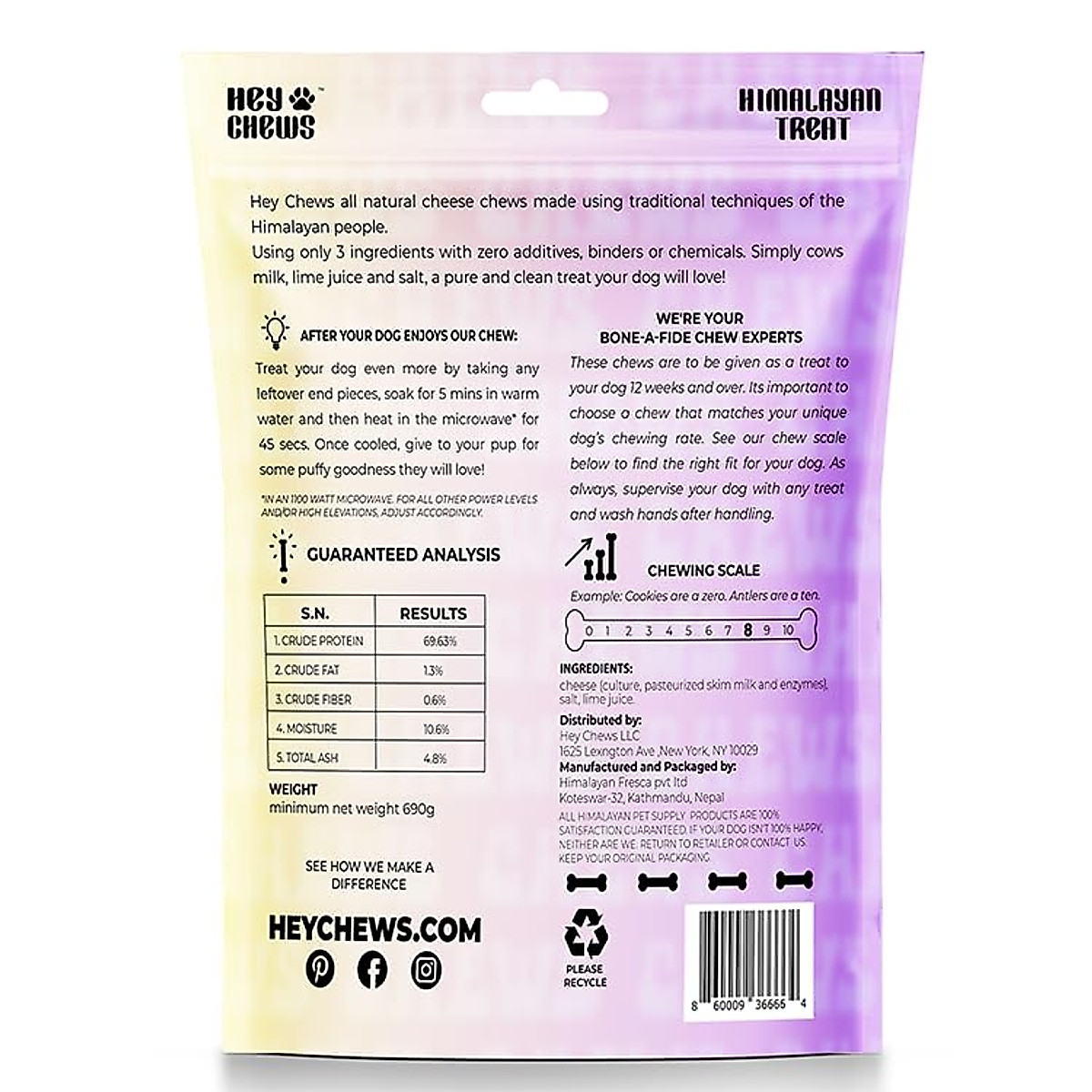 Himalayan Yak Cheese Dog Chews - X-Large Yak Chews, All Natural Dog Treats - Long Lasting, Easily Digestible and Rawhide Free – Yak Milk Bones for Dogs by HewChews(4pk)