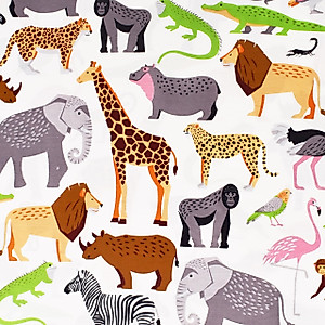 J pinno Jungle Animals Leopard Ostrich Crocodile Snake Twin Sheet Set Kids Boys Bedroom Decoration Gift, 100% Cotton, Flat Sheet + Fitted Sheet + Pillowcase Bedding Set (15, Twin)