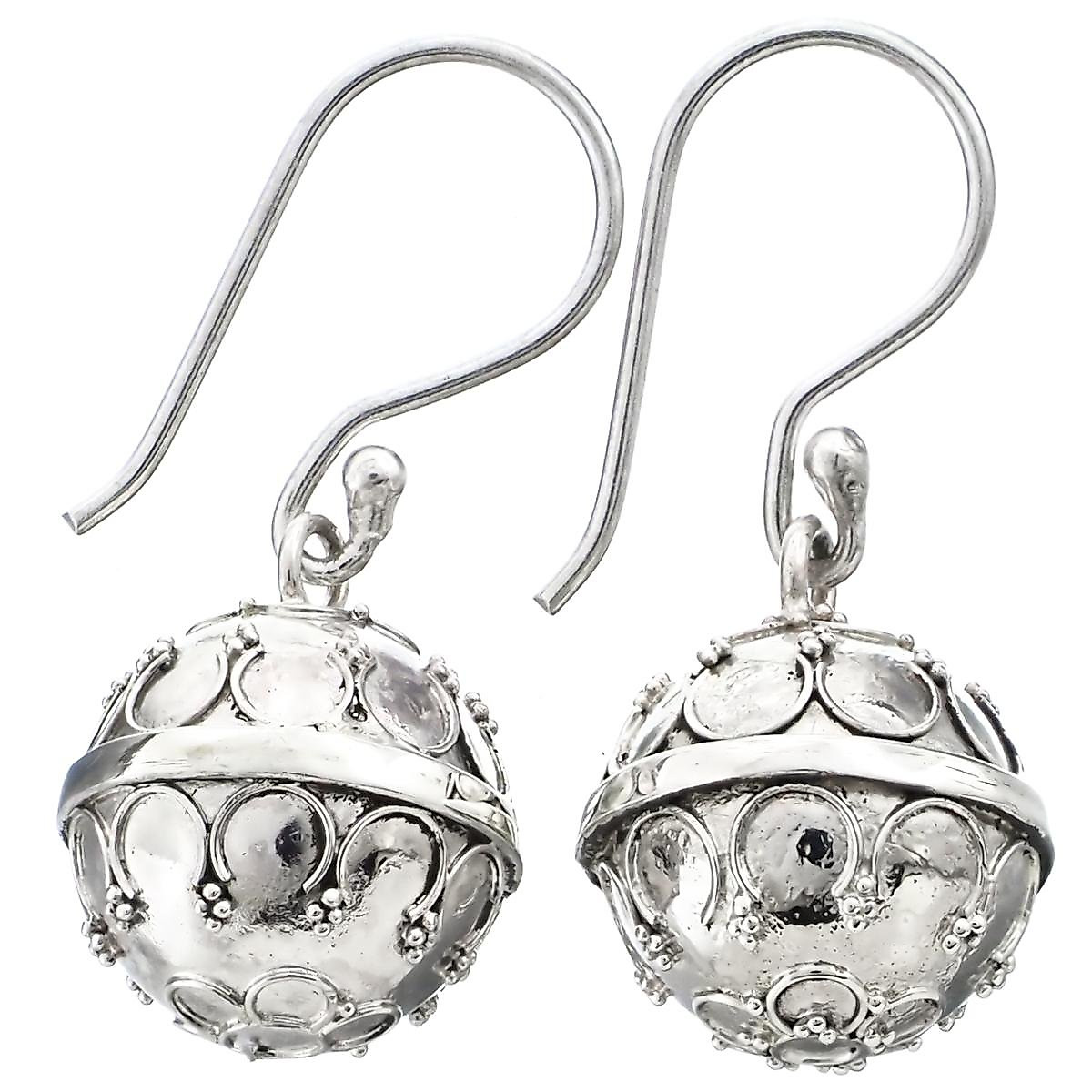 Handmade Harmony Ball Chime 925 Sterling Silver Earrings, 1/2"