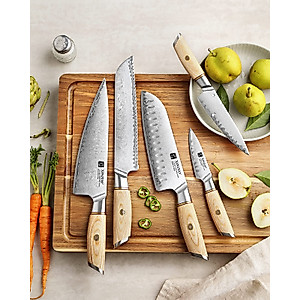 XINZUO Composite Steel 6Pcs Kitchen Knife Set, Stainless Steel Knife Set, Professional 3 Layers Clad Steel Chef Knife Set 10Cr15CoMoV Steel Core -with 16 Inch Knife Magnetic Strips