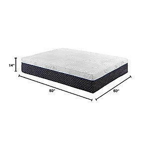 Lexicon Rischitelli 14-Inch Latex Micro Coil Hybrid Mattress, Queen, White
