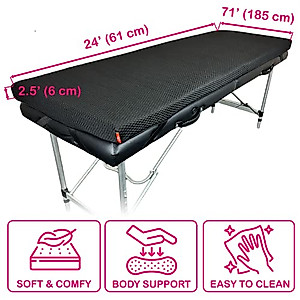 XOLLOZ Lash Bed Topper | Comfortable Mattress Topper for Lash Extension Table - with Four Corner Straps & Anti-Slip Bottom (Black)
