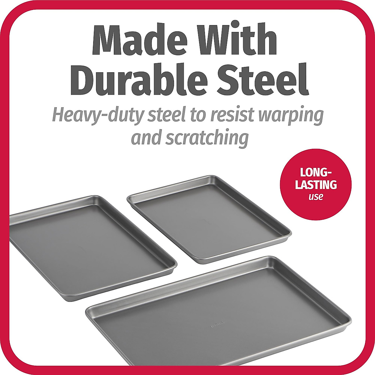 Goodcook Nonstick Steel 3-Piece Cookie Sheet Set