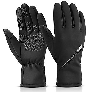 OZERO Winter Gloves Men Women - Coldproof Waterproof Touchscreen Glove - Keep Warm in Cold Weather for Driving Cyling Black Medium