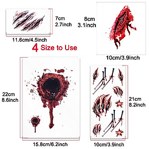 ILEBYGO Halloween Zombie Scars Tattoos,Zombie Makeup, Halloween Temporary Tattoos Fake Scars Makeup Vampire Makeup for Cos Play