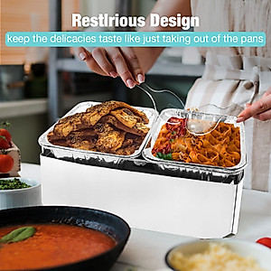 Restlrious Chafing Dish Buffet Set Disposable 4 Pack Full Size Aluminum Buffet Serving Kit, Chafer Stand Kit for Food Warmer in 36 Pieces w/Food Pan Water Pan & Utensils, for Parties Events BBQ