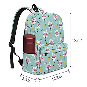 Ewobicrt Flamingo Pineapple Backpack 16.7 inch Large Cute Laptop Bag Casual Daypack Bookbag for Work Travel Camping