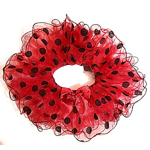 Red Black Polka Dot Ladybug 3 Layer Tulle Tutu Birthday Dress Up Cake Smash Christmas Halloween (Red Black, Large)