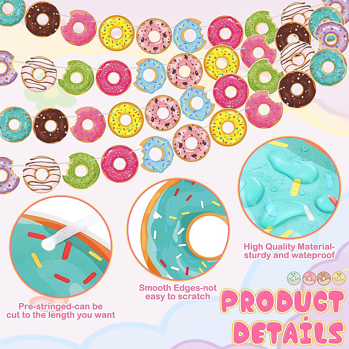 Dinifee 5 Pack Donut Party Banners Doughnut Grow up Party Decorations Hanging Swirl Donut Paper Cutouts Birthday Party Garland for Donut Baby Shower Gender Reveal Bridal Shower Party Supplies