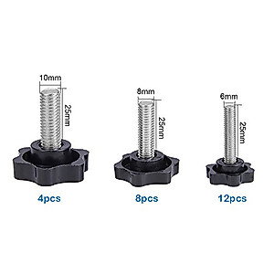 INCREWAY 24pcs Thumb Screw, M6/M8/M10x25mm Star Head Knob Tightening Screw Thumbscrew