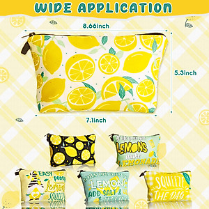 Reginary 6 Pcs Makeup Bags Purse Travel Cosmetic Pouch Waterproof Multifunction Makeup Pouch with Zipper Toiletry Bag Pencil Case Organizer Makeup Accessories for Women Girls Teenagers (Lemon Style)