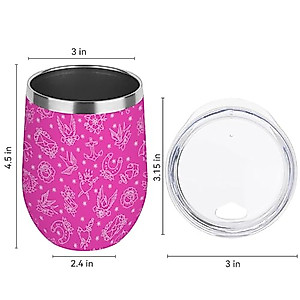 silichee 12 Oz Stainless Steel Tumbler Cups Water Bottle with Lid Traditional Tattoo Flash Doodle Pattern Insulated Tumblers Vacuum Coffee Mugs for Hot and Cold Wine,Drinks,Coffee