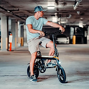 Jasion EB3 Electric Bike for Adults 21mph Folding Adults Electric Bicycles, 350W Brushless Motor, 36V 7.5Ah Battery, Center Suspension, 3 Levels Assist, 14" Foldable ebike for Adults and Teens