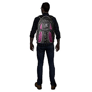 Exos Backpack, (laptop, travel, academics or business) Urban Commuter (Black with Purple Trim)