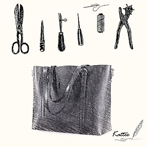 Kattee Genuine Leather Women Tote Bag Soft Handbags Vintage Shoulder Purses Fashion Top Handle Bag Large Capacity (Brown)